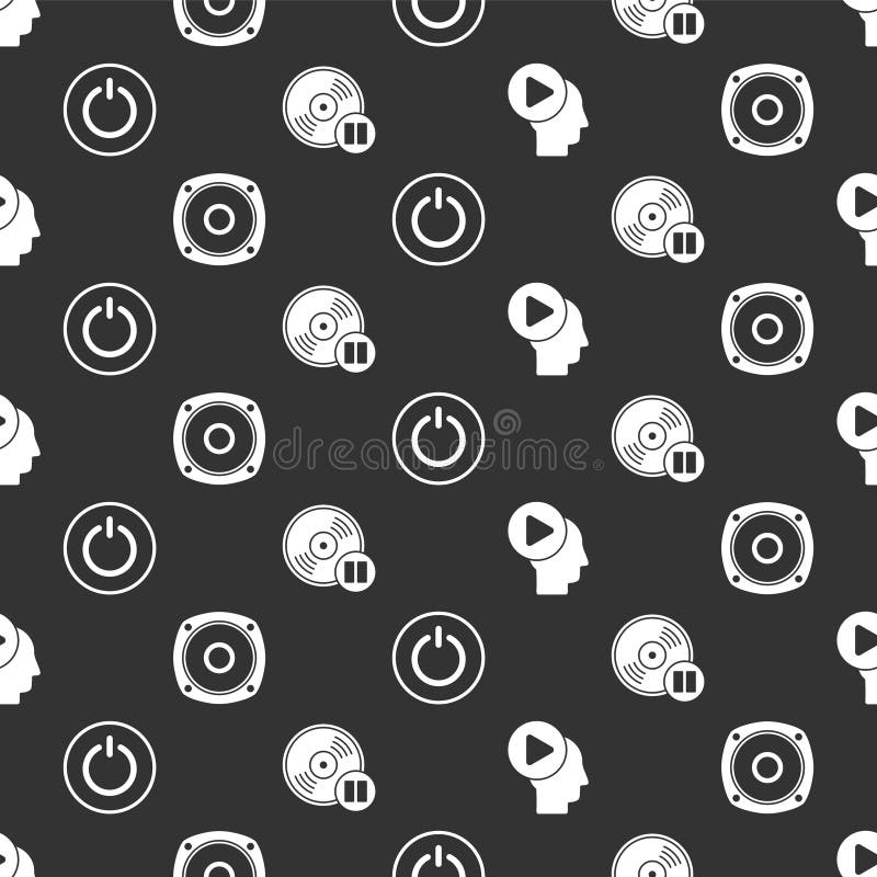 Set Head People with Play Button, Stereo Speaker, Power Button and ...