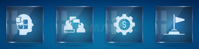 Set Head Puzzles Strategy, Two Sitting Men Talking, Gear with Dollar ...