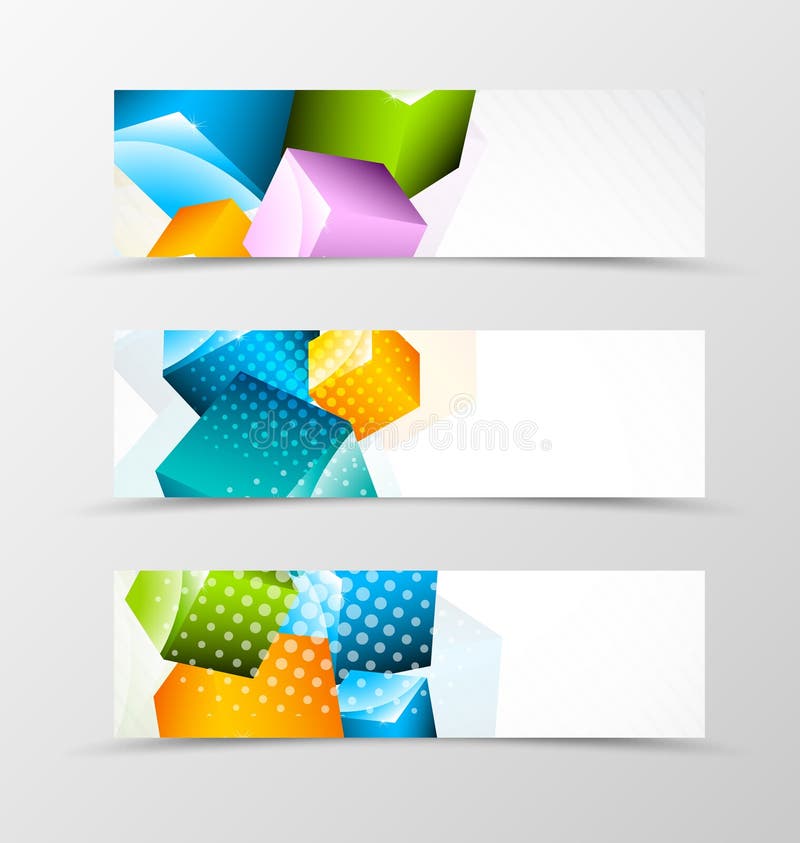 Set of Header Banner Dynamic Geometric Design Stock Vector ...