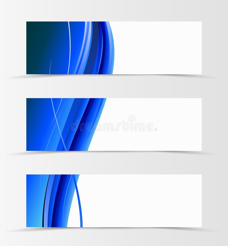 Set of Header Banner Wave Design with Blue Lines in Material Design ...