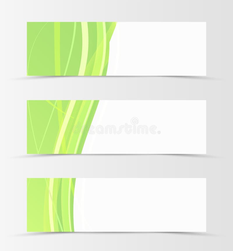 Set of Header Banner Wave Design with Green Lines in Material Design ...