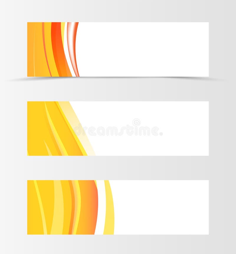 Set of Header Banner Wave Design with Orange Lines in Material Design ...