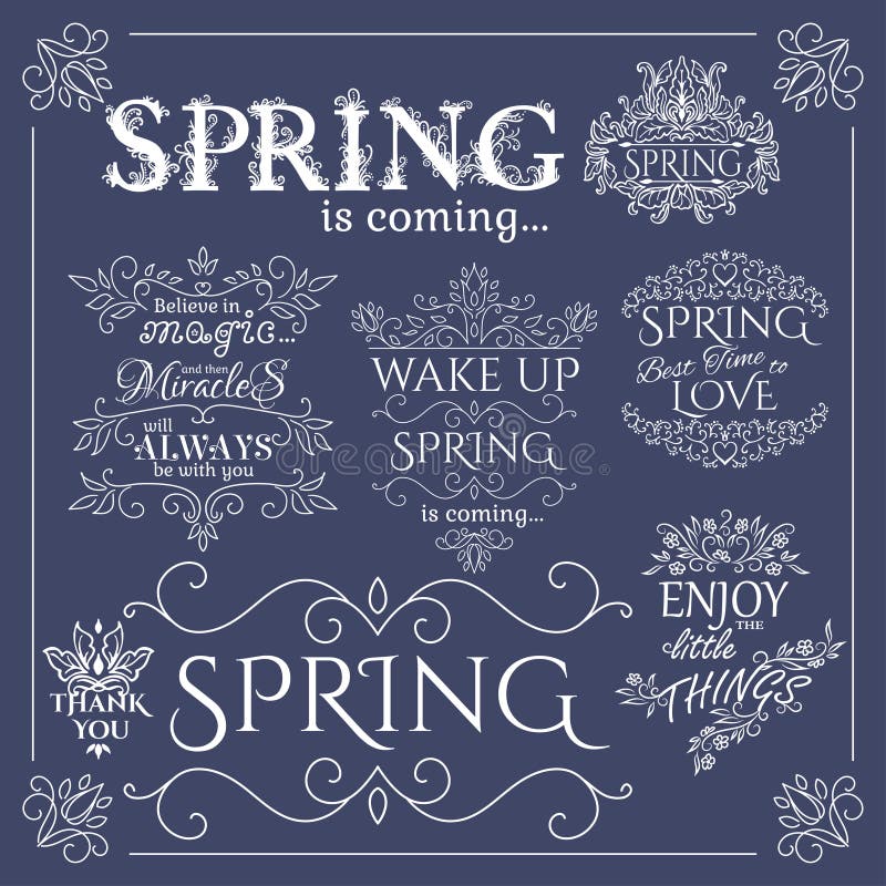Set of Headlines with Spring Quotes Stock Vector - Illustration of ...
