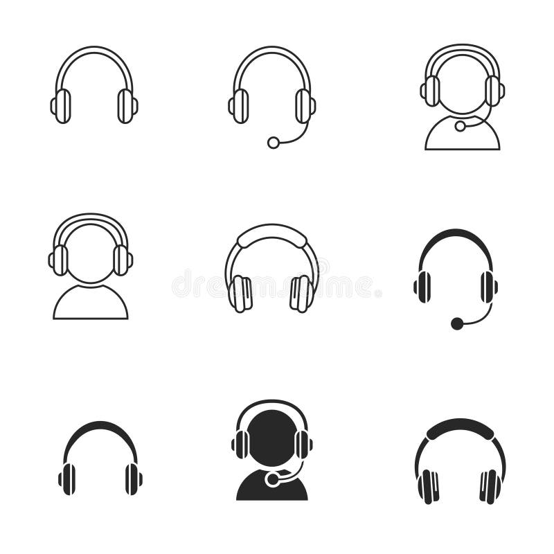 Black Headphone Headset Icons Stock Illustrations – 1,596 Black ...