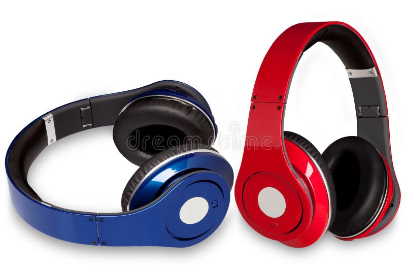 Headphones of Different Types Flat Lay on Green Color Background, Copy ...