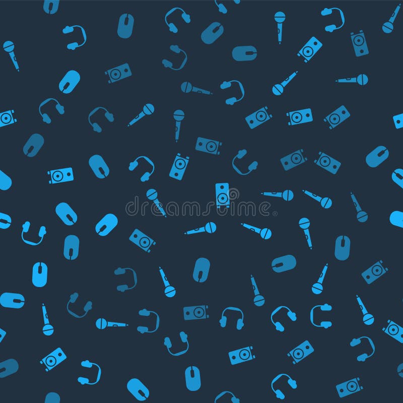 Set Headphones, Microphone, Stereo Speaker and Computer Mouse on ...