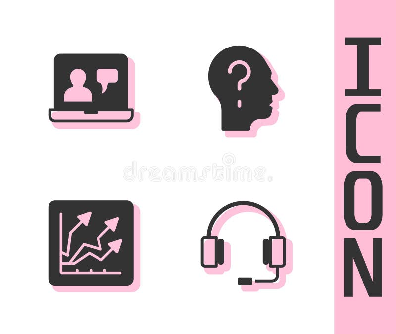 Set Headphones, Online Education, Financial Growth Increase and with ...