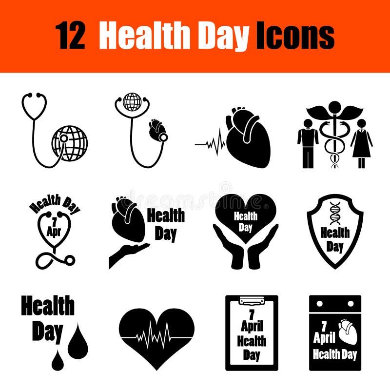 Set of Health day icons stock vector. Illustration of healthy - 68268932