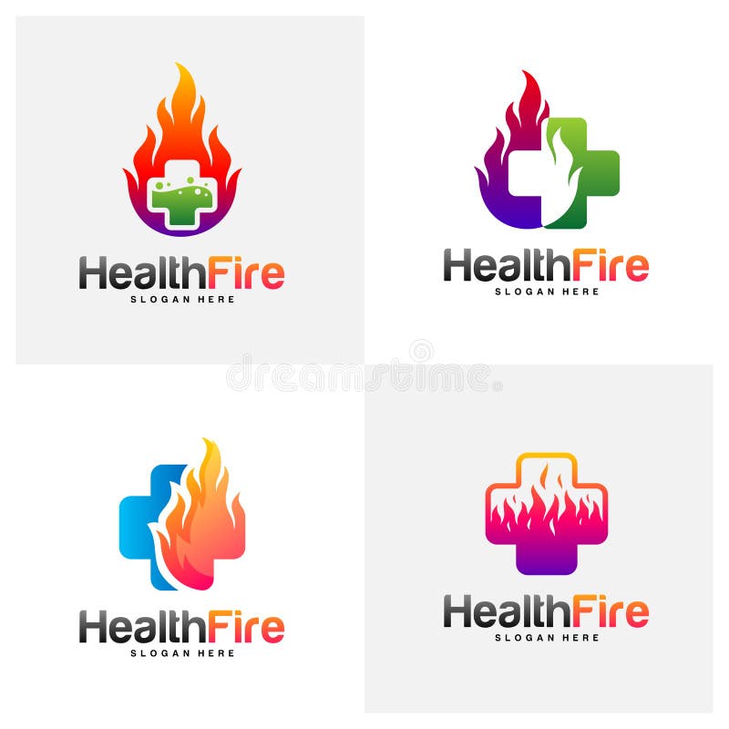 Set of Fire Logo Vector, Flame Logo Design Template, Icon Symbol ...