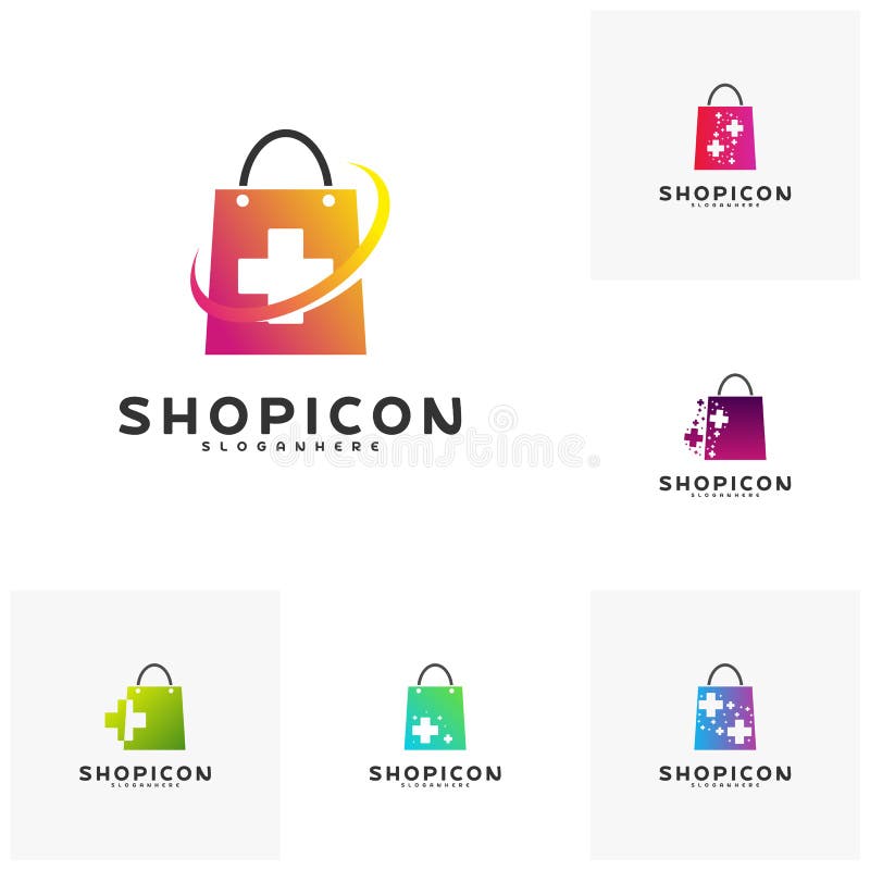 Set of Health Plus Shop Logo Template Design Vector Stock Vector ...