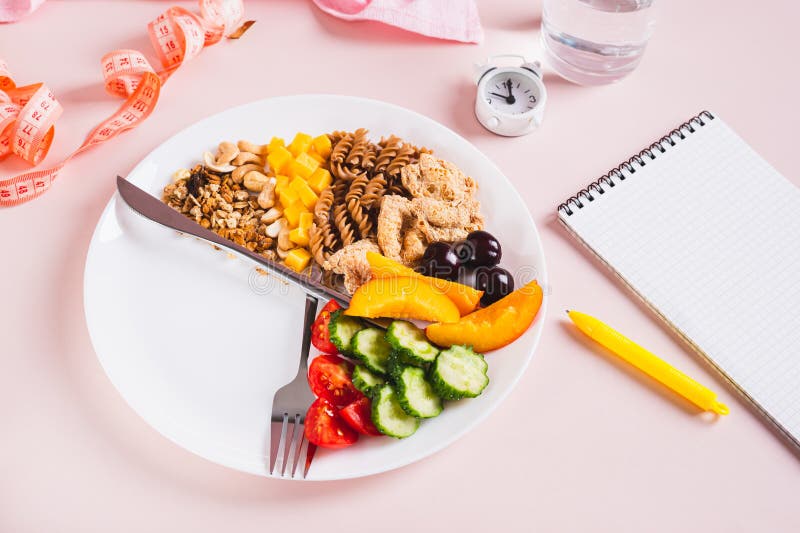 Set of Healthy Food for Individual Meal Plan on Plate on Table Stock ...