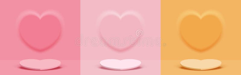 Set of Heart Base Decorations with Embossed Wall Heart-shaped. Minimal ...