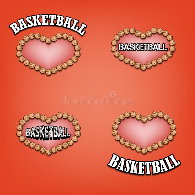 Set heart of basketball stock vector. Illustration of game - 65737853