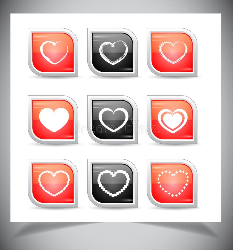 Set of heart buttons stock illustration. Illustration of romance - 39967263