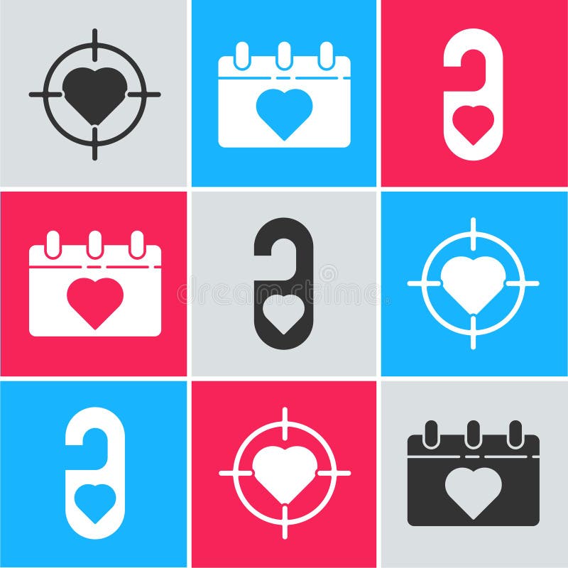 Set Heart in the Center of Target Aim, Calendar with 8 March and Please ...