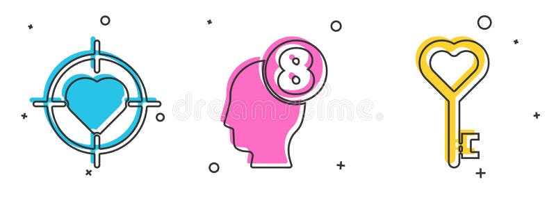 Set Heart in the Center of Target Aim, 8 March in Human Head and Key in ...