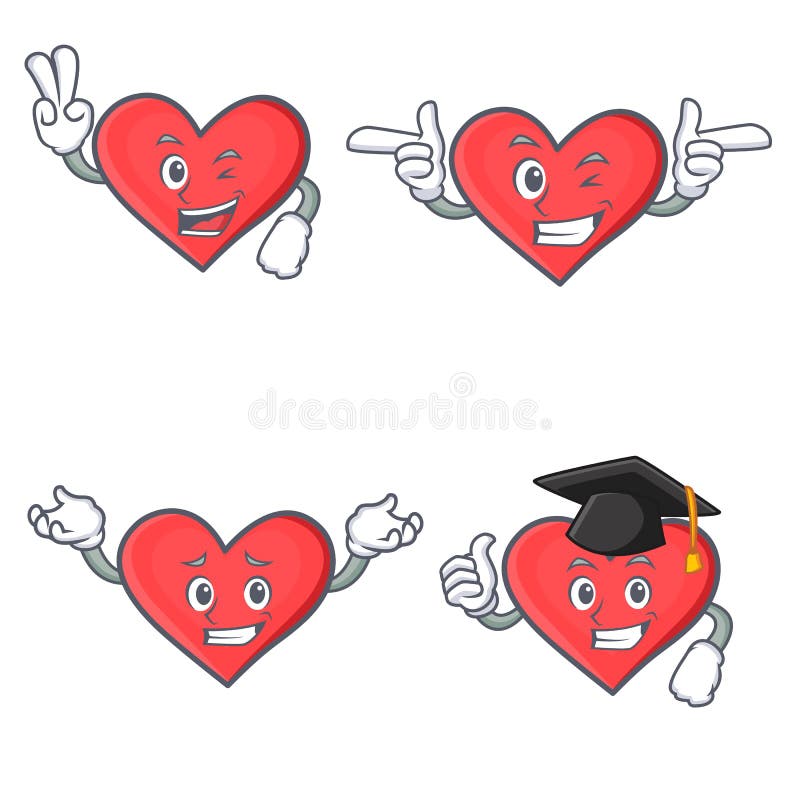 Graduation Heart Character Cartoon Style Stock Vector - Illustration of ...