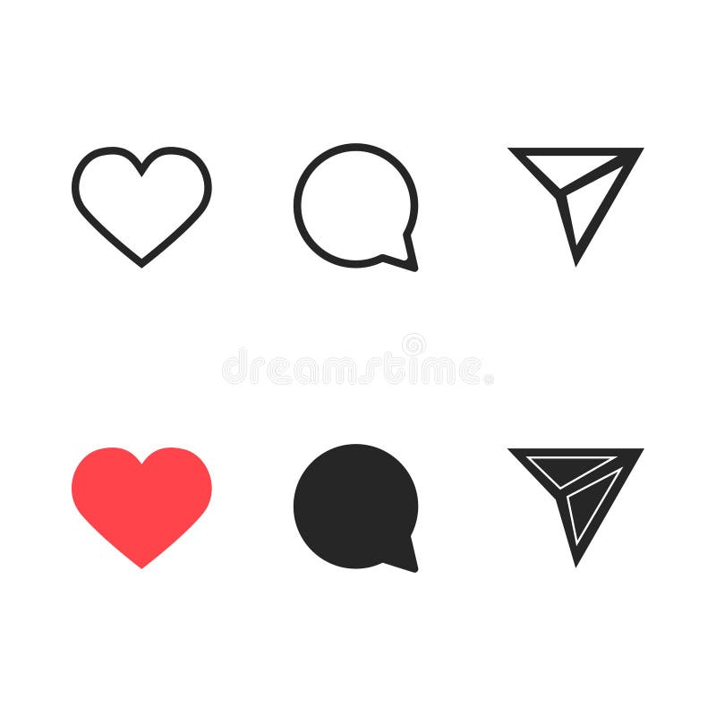 Set of Heart, Comment and Message Icons Stock Vector - Illustration of ...
