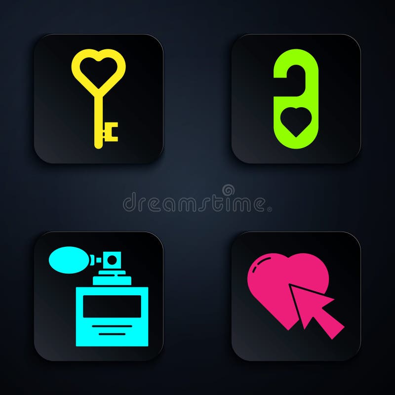 Set Heart and Cursor Click, Key in Heart Shape, Perfume and Please Do ...