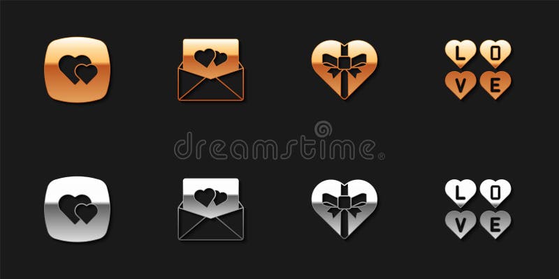 Set Heart, Envelope with Valentine Heart, Candy Shaped Box and Love ...