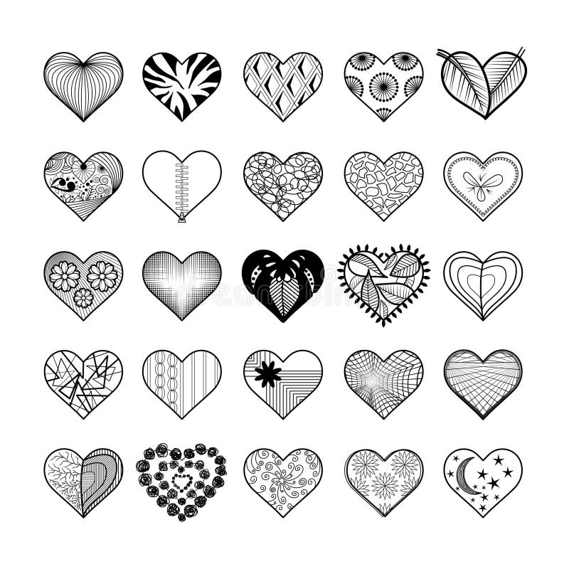 Set of Heart Icons 02, Different Heart Symbol and Pattern Pack, Love ...