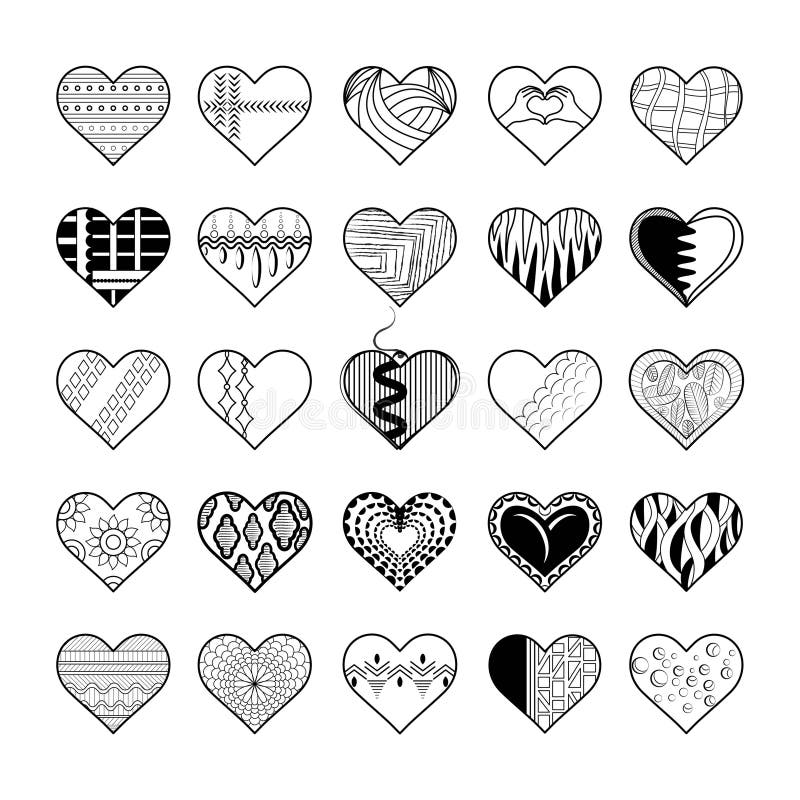 Set of Heart Icons 01, Different Heart Symbol and Pattern Pack, Love ...