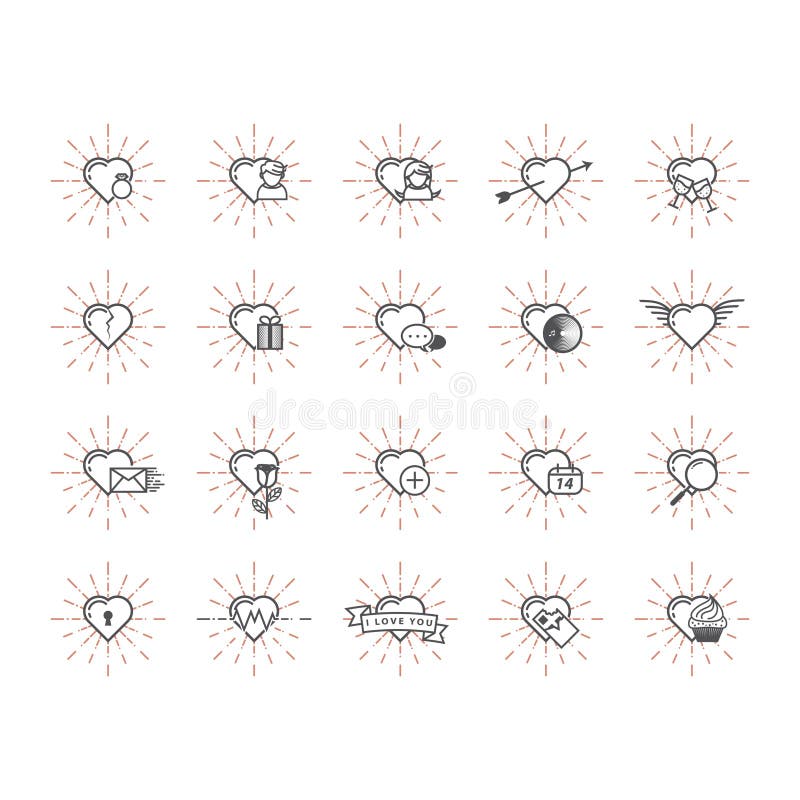 A Set of Heart Icons Illustration. Stock Illustration - Illustration of ...