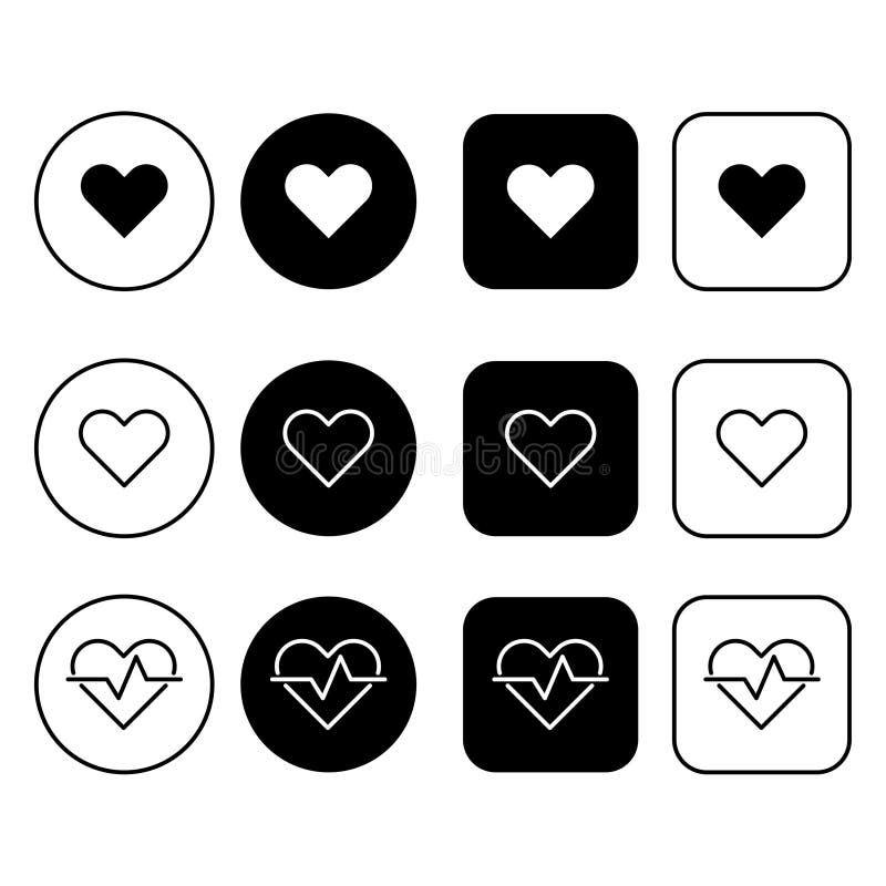 Set of Heart Icons for Web. Heart Shape Stock Vector - Illustration of ...