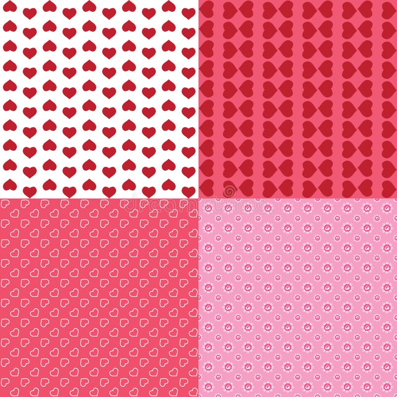 Set of 4 heart patterns stock vector. Illustration of greeting - 58179692