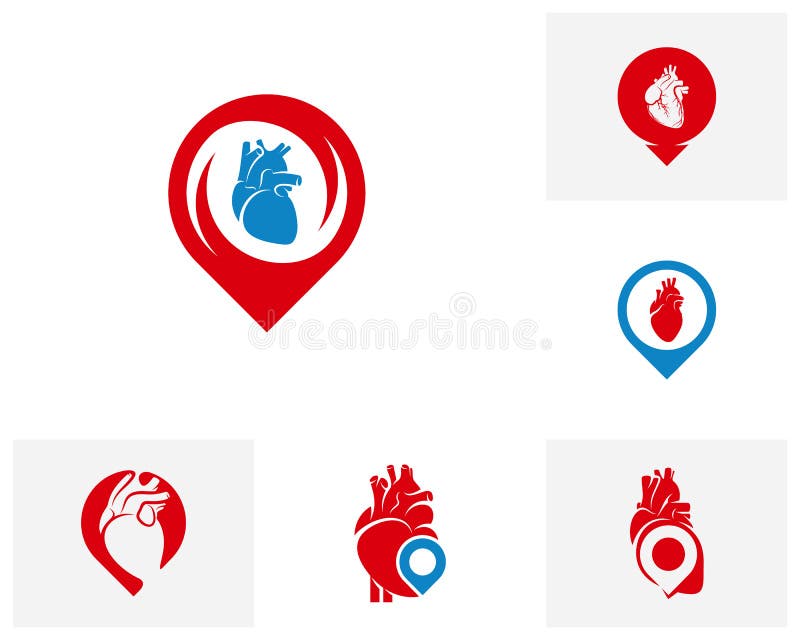 Set of Heart Point Logo Vector Template, Creative Human Heart Logo ...