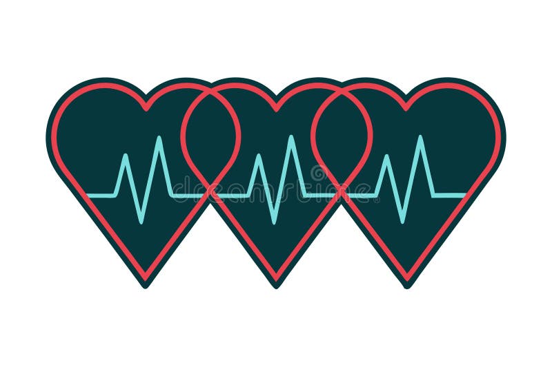Set of Heart Rhythm Line Vector Placed Symmetrical Stock Illustration ...