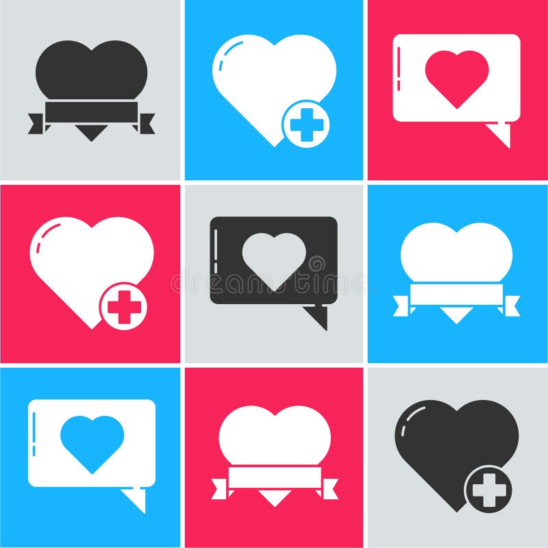 Set Heart and Ribbon, Heart and Like and Heart Icon. Vector Stock ...