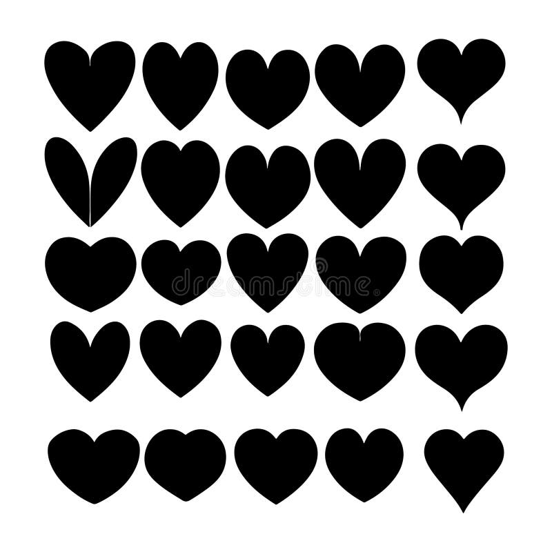 Set of Heart Shape Icon, Romantic Heart Vector Art, Love Icon Vector ...