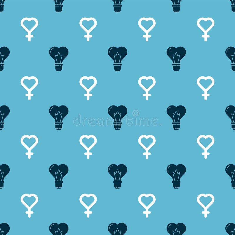 Set Heart Shape in a Light Bulb and Female Gender Symbol on Seamless ...