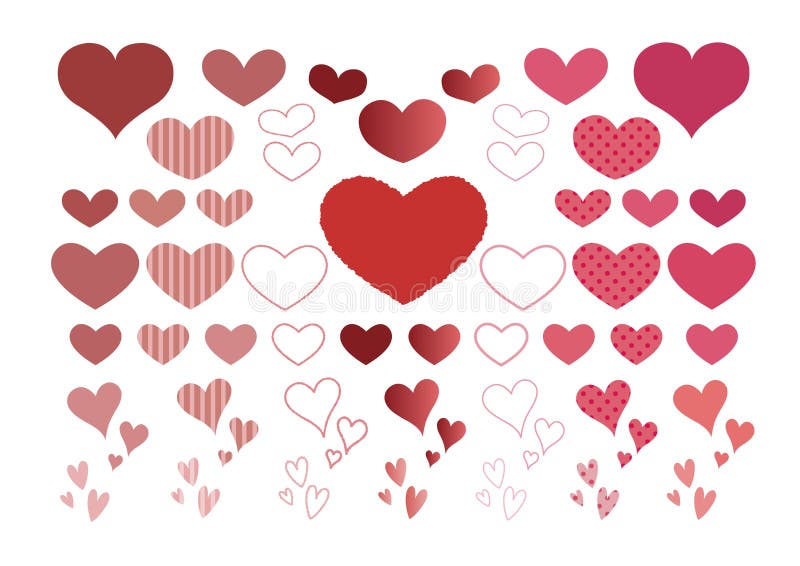Set of Heart Shaped Icons. Isolated Modern Flat Vector Illustration of ...