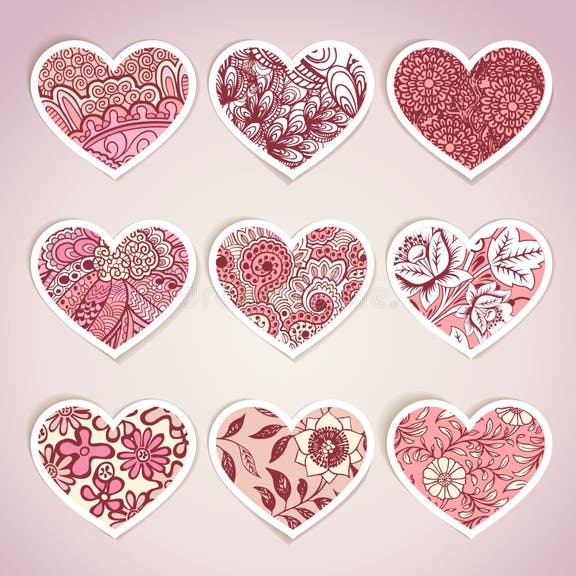 Set of heart shaped labels stock vector. Illustration of abstract ...