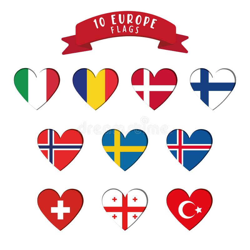 European Flags Heart Shapes Stock Illustrations – 75 European Flags ...