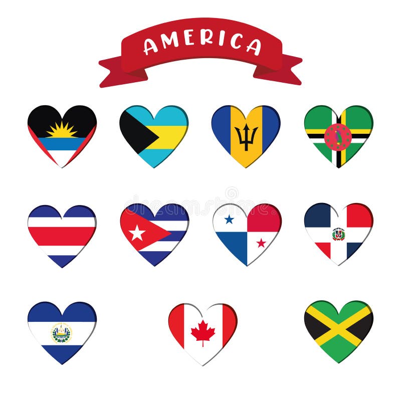 Set of Heart Shapes with Different Flags Vector Stock Vector - Illustration of aruba, national ...