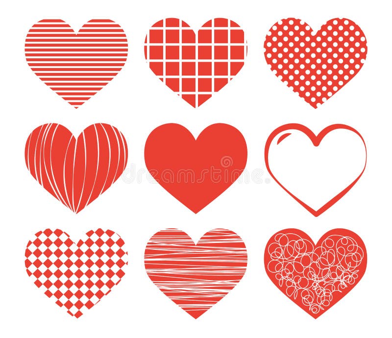 Set of Heart Shapes in Different Graphic Designs Stock Vector ...