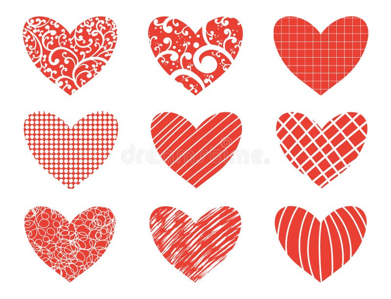 Set of Heart Shapes in Different Graphic Designs Stock Vector ...