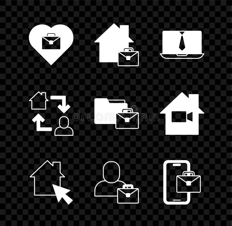 Set Heart with Text Work, Online Working, Video Chat Conference ...