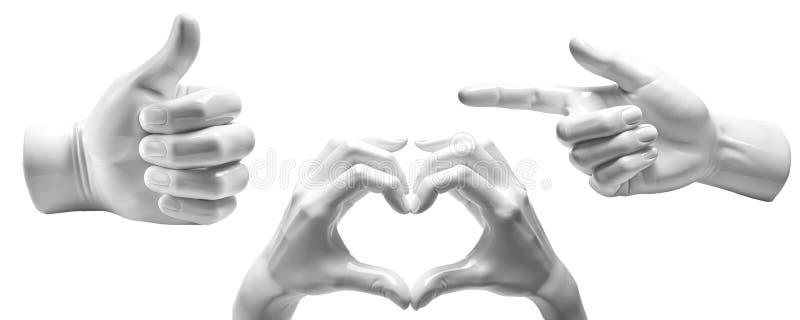 Set of Heart. Three White Hands are Skillfully Forming a Heart Shape ...