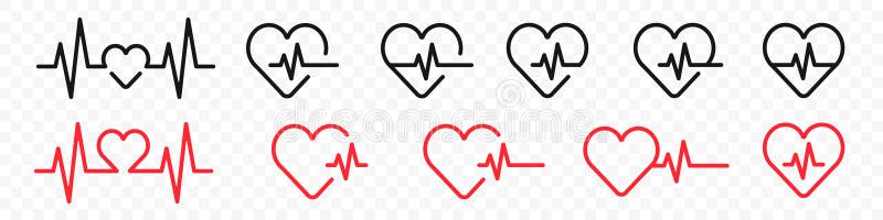 Set of Heartbeat Pulse Icons. Cardiogram Beat Icons Stock Illustration ...