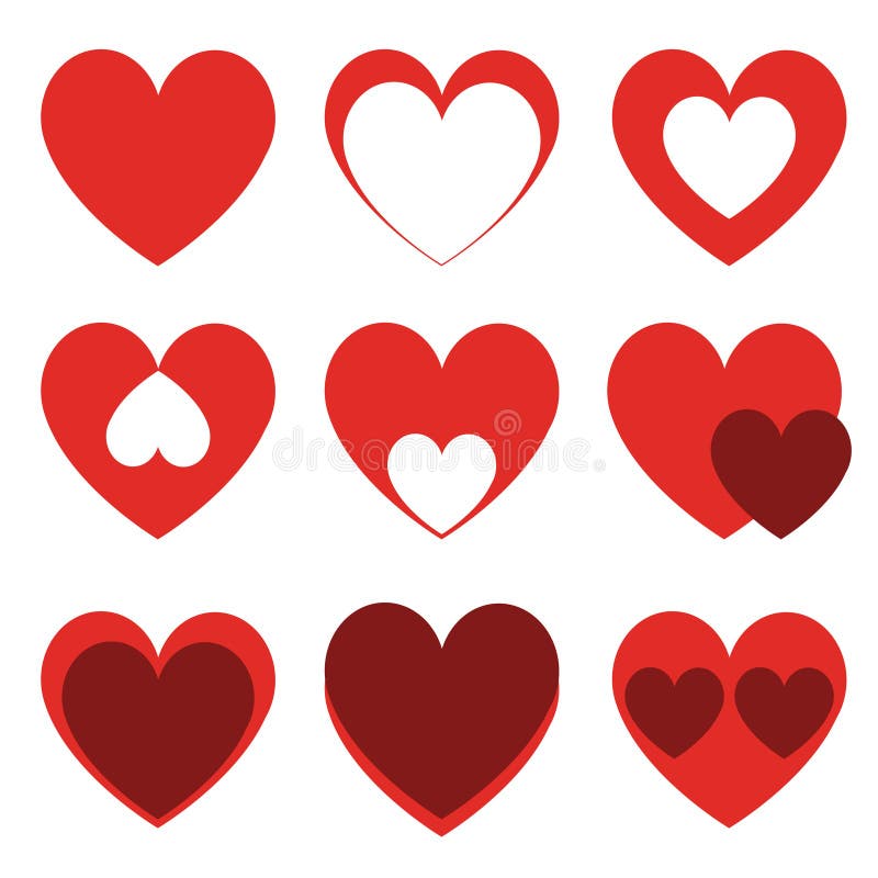 Set of hearts stock vector. Illustration of shape, emblem - 25585207