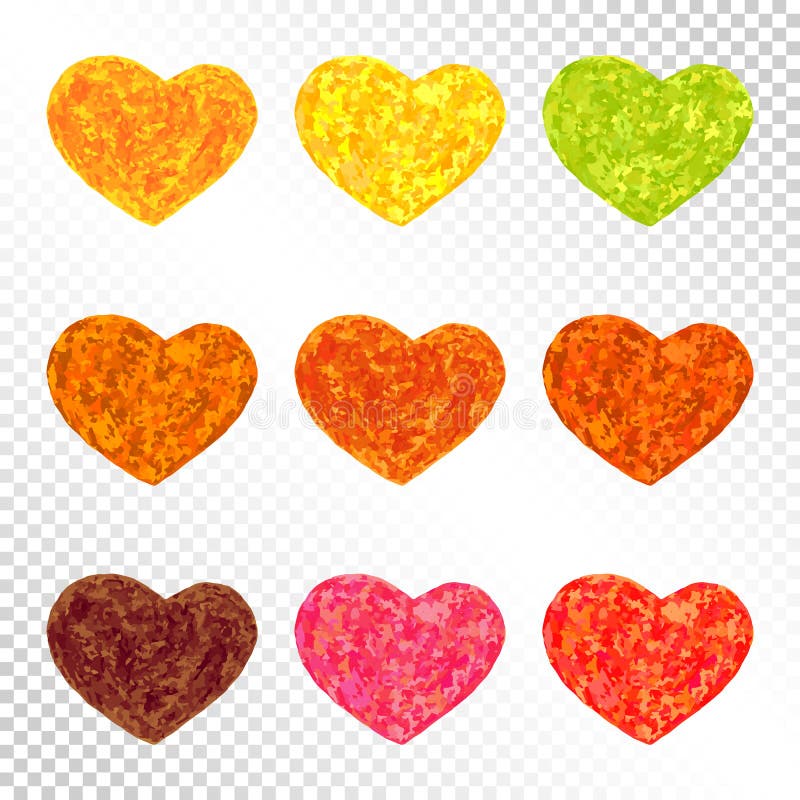 Set of Hearts Autumn Leaf Color Stock Vector - Illustration of love ...