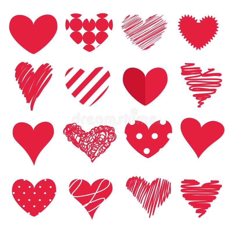 Set of hearts stock vector. Illustration of holiday, slogan - 57537828