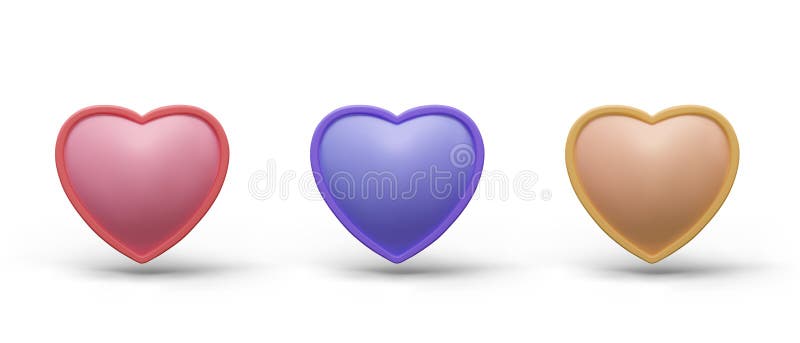 Set of Hearts of Different Colors, Front View. Vector Isolated ...