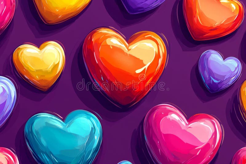 Set Hearts Hand Drawn Painted Different Colors Stock Photos - Free ...