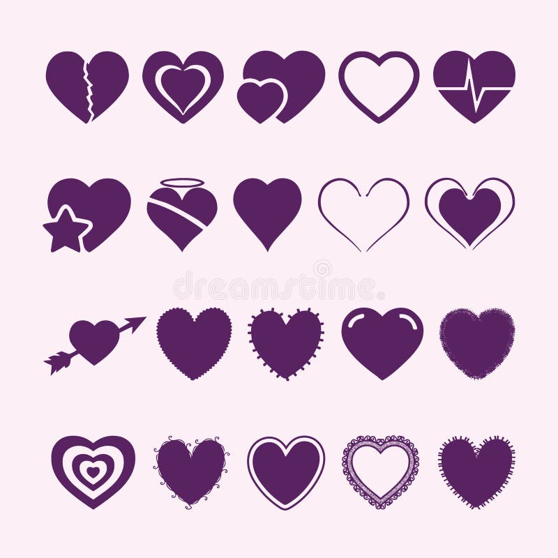 Set of Hearts Icons Vector Illustration for Your Graphic Design. Stock ...