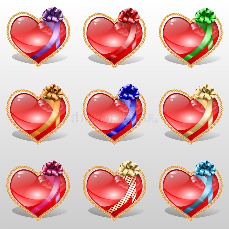 Set of hearts stock vector. Illustration of purple, label - 37158500